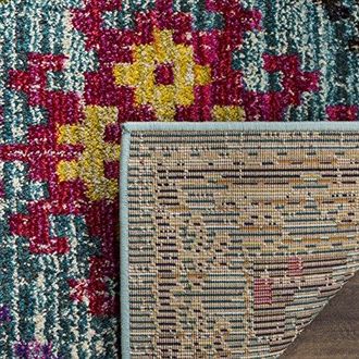 Safavieh Boho Teppich f&uuml;r Wohnzimmer, Esszimmer, Schlafzimmer - Monaco Collection, Kurzer Flor, Blau und Multi, 200 x 200 cm