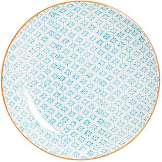 Nicola Spring Handgedruckter Teller - 25,5cm - Blau