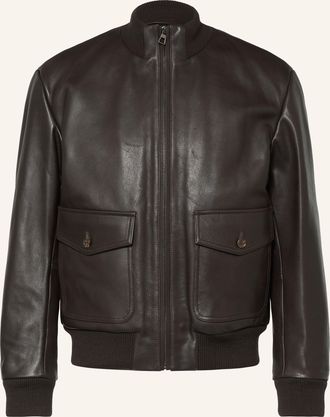 HUGO BOSS Lederblouson Mason braun