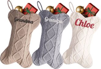 Generic Große Weihnachtsstrümpfe, bestickt, traditionell, zum Aufhängen, 41,5 cm, für Bauernhaus, Kamin, Hängeornament