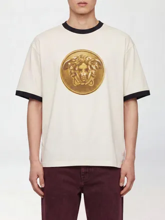 Versace Baumwoll-T-Shirt mit Medusa-Logo und &uuml;berschnittenen Schultern