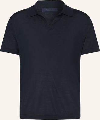 HUGO BOSS Strick-Poloshirt Niro Regular Fit blau