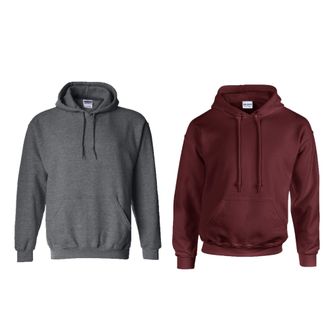 Gildan 2er Herren Kapuzenpullover Heavy Blend Set Hoodie Sweat M L XL 2XL 3XL 4XL 5XL in verschiedenen Farbsets & HLKauf-Block (1x Graphit, 1x Maroon & 1x HL