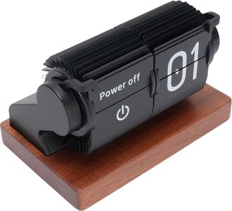 ZJchao Flip Deskuhr, Mechanische Batterieantrieb Auto Flip Clock, mit Timer -Alarmkalender und Holzbasis für Büro Wohnzimmer Schreibtisch (Black)