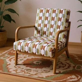M&S Collection Fauteuil &agrave; motifs 74x64x78cm en tissu multicolore et bois dh&eacute;v&eacute;a