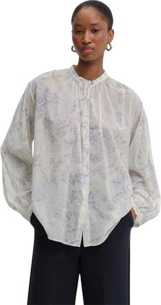 Forte_Forte Femme, Blouses et Chemises, Multicolore, Taille: 38 FR Camicia boh&egrave;me en voile de coton avec imprim&eacute; myosotis