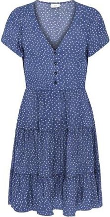Jacqueline de Yong Robe dété V-col, Manches Courtes, Design boutonné imprimé, Couleurs:Bleu, Taille:L