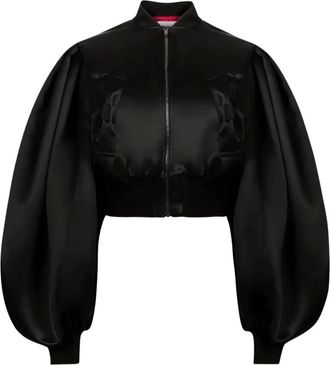 Nina Ricci Femme, Vestes, Noir, Taille: 38 FR Satin Bomber Jacket