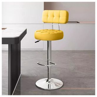 Generic H&ouml;henverstellbarer Drehhocker mit R&uuml;ckenlehne, K&uuml;chenstuhl Aus Pu-Kunstleder f&uuml;r K&uuml;chentheke, Essbereich, 60-80 cm