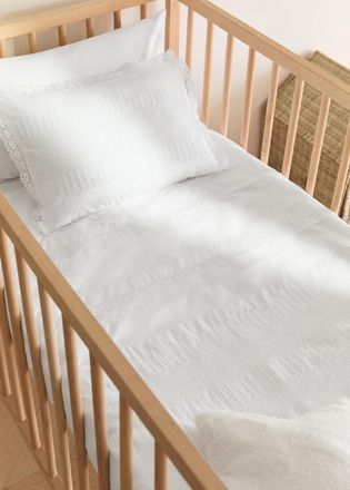 Mango Couvre-lit mini berceau en coton brod&eacute; blanc - Home - 55x85cm - MANGO HOME