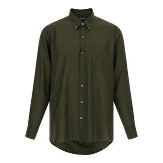 Tom Ford Fluid Gabardine Shirt - - Shirts - Herren - Gr&uuml;n - 2XL
