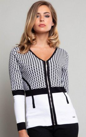 Passioni Cardigan Schwarz-Wei&szlig; Colourblocking Cardigan
