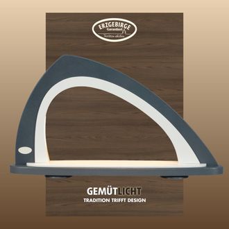 Weigla Leerbogen original Erzgebirge I LED Lichterbogen zum Dekorieren mit LED Beleuchtung I grau-weiß asymmetrischer I Schwibbogen zum Bestücken I Deko inne