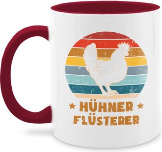 Shirtracer Tasse Tassen 325ml - Statement - H&uuml;hner Fl&uuml;sterer Vintage - 325 ml - Bordeauxrot - mit h&uuml;hnern kaffetassen spr&uuml;che statements huhn haferl statement-ta