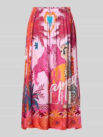 Miss Goodlife Midirock aus reiner Viskose mit Allover-Motiv-Print