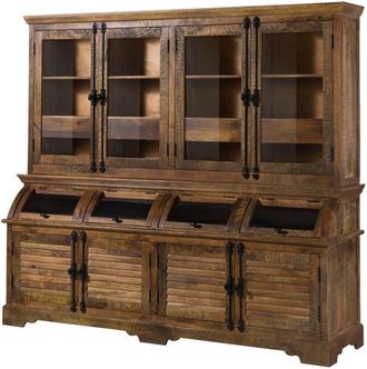 Massivmoebel24 Buffet Mango 210x55x190 dunkelbraun geölt RODEZ 154