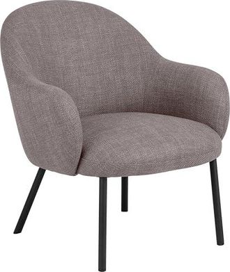 AC Design Furniture Olivia Loungestuhl, Basel Stoff hell Graubraun 34, Gestell matt schwarz rau pulverbeschichtet Stahl, 70x75x75 cm