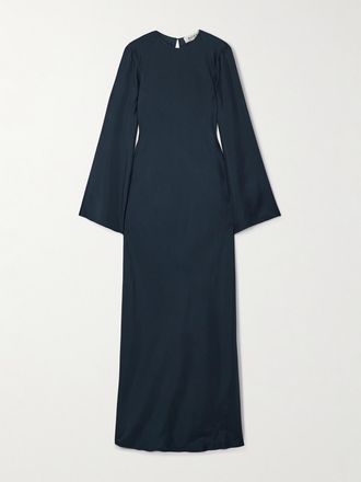Róhe Maxikleid Aus Seiden-twill - Blau