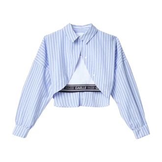 Ga&euml;lle Paris Hellblaues Popelinehemd mit Top - - Blouses & Shirts - Damen - Blau - M