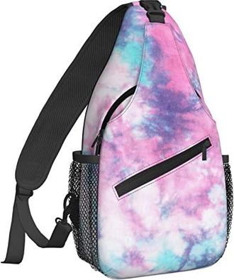 Generic Tie-Dye Bleu Pastel Et Roses Sac Poitrine Multifonctionnel Sacs &Agrave; Dos D&eacute;contract&eacute; Sac Banane Pour Shopping Voyage Sport