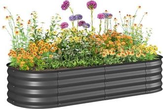 OUTSUNNY Jardinière surélevée en métal galvanisé avec bordure de sécurité, facile à monter soi-même, pour cultiver des fleurs, des herbes, des plantes grasses,