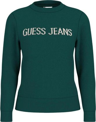 Guess Femme, Pulls, Vert, Taille: 36 FR Pull vert à col rond Intarsia