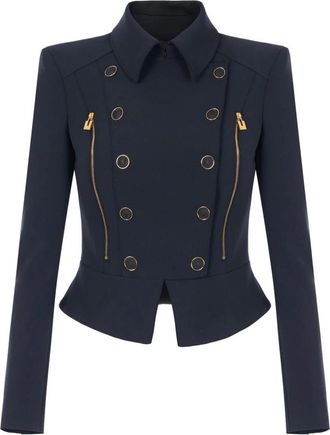 Elisabetta Franchi Jacke aus doppellagigem Stretch-Cr&ecirc;pe - - Jackets - Damen - Schwarzk - L