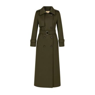 Michael Kors Manteau Ceinture en M&eacute;lange de Laine - Femme - Manteaux - Vert - Taille: 40 FR