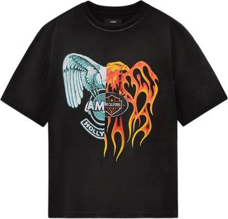 Amiri Homme, Tops, Noir, Taille: M T-Shirt avec imprim&eacute; aigle