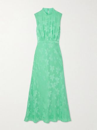Saloni Fleur Midikleid Aus Seiden-jacquard - Gr&uuml;n