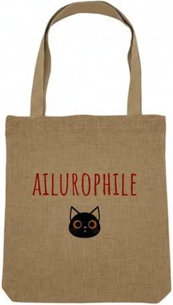 Fabulous Sac Shopping Tote Bag Aspect Lin - Ailurophile Passion Chat Amour Chaton Dessin - Sac de Courses Toile Epaisse 360g Beige Naturel Cabas Port&eacute; Epaule S