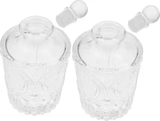 NUOBESTY 2 St&uuml;ck Glas Aromatherapie Flaschen mit Gravur Wiederverwendbare Duft&ouml;l Beh&auml;lter Transparentes Aroma Diffuser f&uuml;r Zuhause B&uuml;ro Spa und Raumduft Anwend