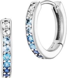 Engelsrufer Créoles Ocean pour femme en argent sterling - Serties de 20 pierres de zircone blanches à bleues - Fermeture à clip - Sans nickel, 1 Paar, Argent ster