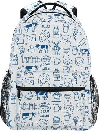Generic Lait De Vache 23100209 Sac &Agrave; Dos Unisexe Cartables Scolaires L&eacute;ger Sacs A Dos Pour Quotidienne Ordinateur Portable Voyage 29X40Cm