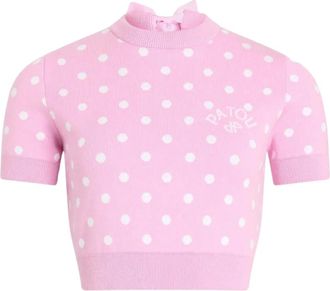 Patou Femme, Pulls, Rose, Taille: 36 FR Pull Court Tricot&eacute; &agrave; Pois