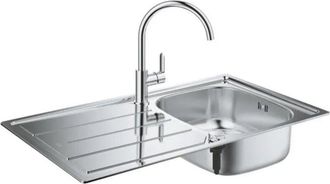 GROHE Sp&uuml;len-Bundle Grohe Bau Edelstahlsp&uuml;le K200 & Sp&uuml;ltischmischer Bau Edge - 31562SD1