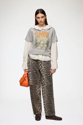 Ganni braun Stary-Jeans mit Leopardenmuster Bio-Baumwolle - Gr&ouml;&szlig;e 24W/33L