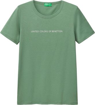 Benetton Damen 3ga2e16a2 T-Shirt, grün, X-Small