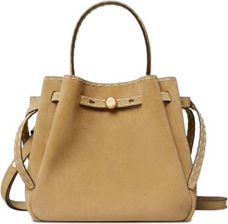 Tory Burch Femme, Sacs, Beige, Taille: ONE Size Romy Suede Leather Bucket Bag
