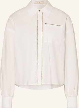IVI Collection Ivi Collection Hemdbluse Mit Schmucksteinen weiss