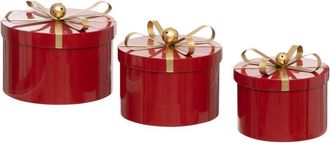 Fééric Lights & Christmas Fééric Lights And Christmas - Déco Noël Lot de 3 Boîtes rondes en métal Rouge - Feeric Christmas