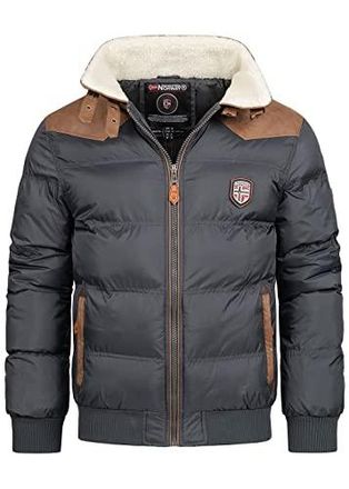 Geographical Norway ABRAMOVITCH MEN - Manteau Chaud Capuche Fourrure - Veste Chaude Homme - Blouson Manches Longues Doublure Coupe Vent Hiver - Parka Hommes Style Casual 