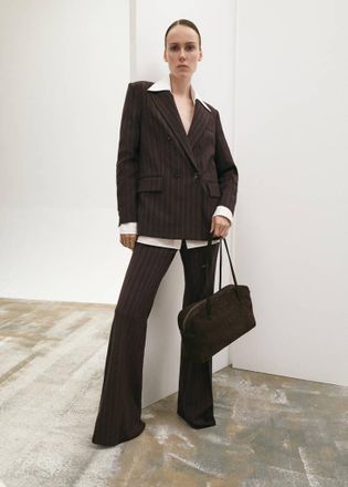 Mango Pantalon de costume fines rayures marron - Femme - 34 - MANGO