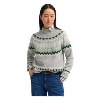 Bugatti Pull en maille &agrave; motifs - Femme - Pulls - Gris - Taille: 40 FR