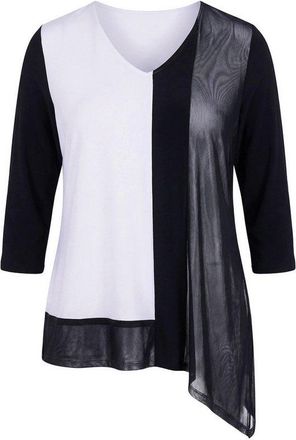 Ulla Popken T-Shirt Slinky-Shirt Zipfelsaum A-Linie V-Ausschnitt