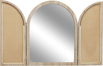 The Home Deco Factory HD0448, Bali Shutter Wall Mirror, Exotic Design in Brown Wood, elegant and Functional Decorative Element, ideal for Living Room or Bedroom, Size 60x80