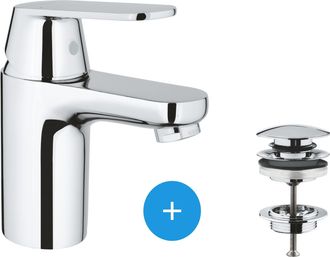 GROHE Eurosmart Cosmopolitan - Miscelatore Da Lavabo, Con Sistema Di Scarico Push-open, Cromo 23925000