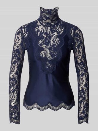 Paco Rabanne Slim Fit Bluse mit Spitzenbesatz