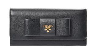 Prada Black Saffiano Leather Bow Wallet