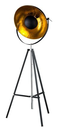 Globo Lighting Stehlampe schwarz Wohnzimmerleuchte modern Stativleuchte gold, Retro Standlampe 4-Bein H&ouml;henverstellbar, Metall matt, 1x E27 Fassung, DxH 78x180 cm